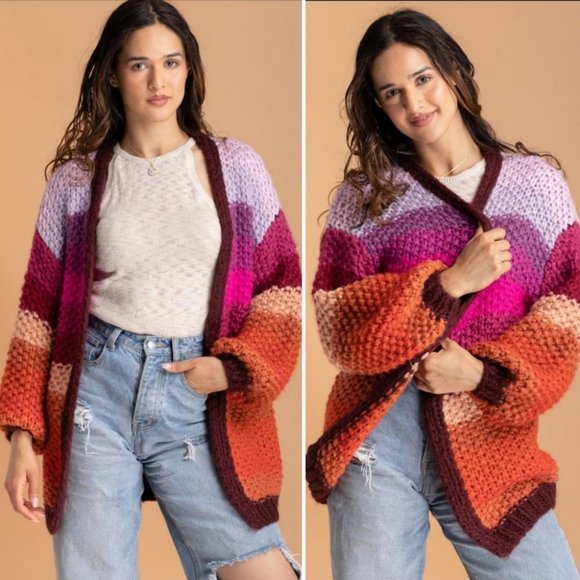 SAACHI | Sweaters | New Saachi Oversized Rainbow Knitted Cardigan ...